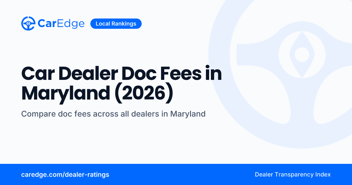 Car Dealer Doc Fees in Maryland (2026) | CarEdge Dealer Transparency Index
