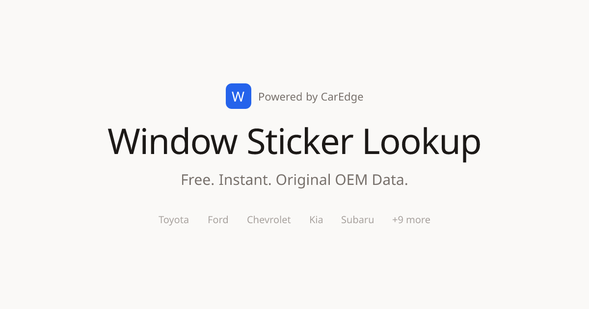 Free Window Sticker Lookup by VIN | Original Monroney Label