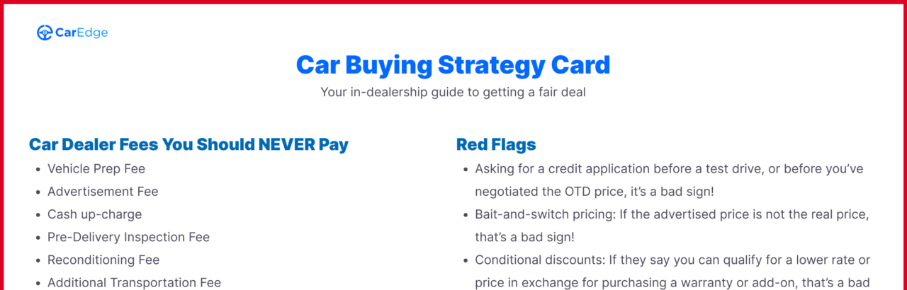 Car Buying Strategy Card - CarEdge