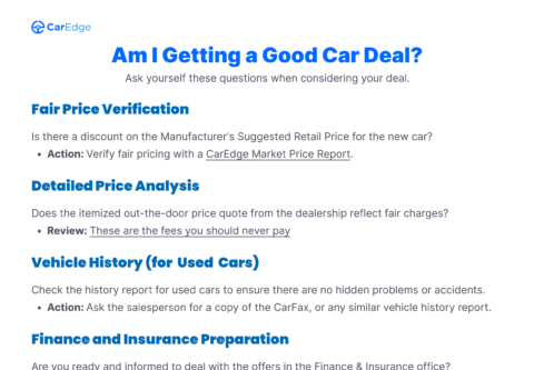 Car Buying Cheat Sheet - CarEdge